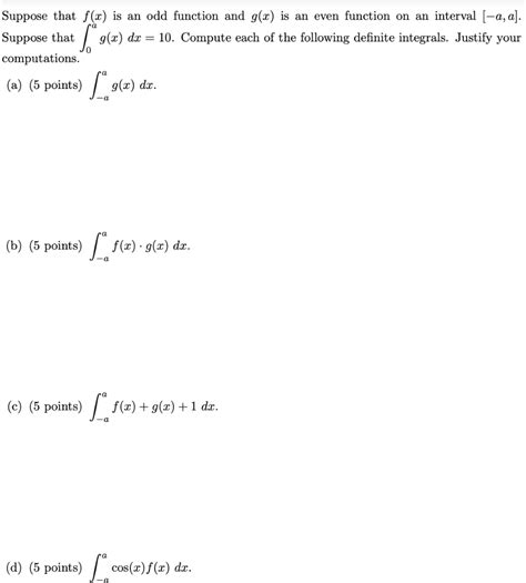 Solved ſo Suppose that f x is an odd function and g x is Chegg