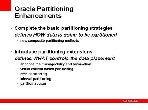 Insert Picture Here Oracle Partitioning In Oracle Database