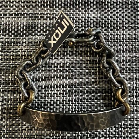 Inox Accessories New Mens Inox Bronze Hammered Id Braclet Poshmark