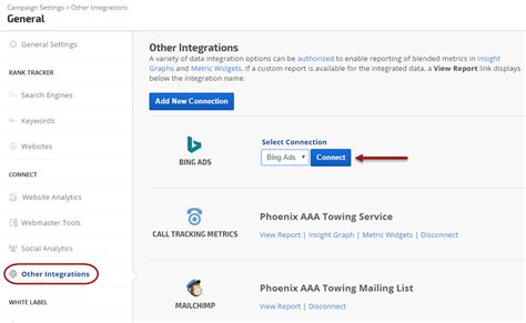 bing ads data integration rank ranger