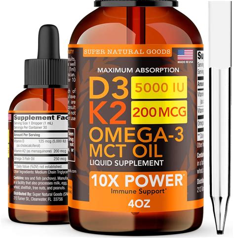 Vitamin D3 K2 Liquid Drops 5000 Iu 4oz Maximum Strength