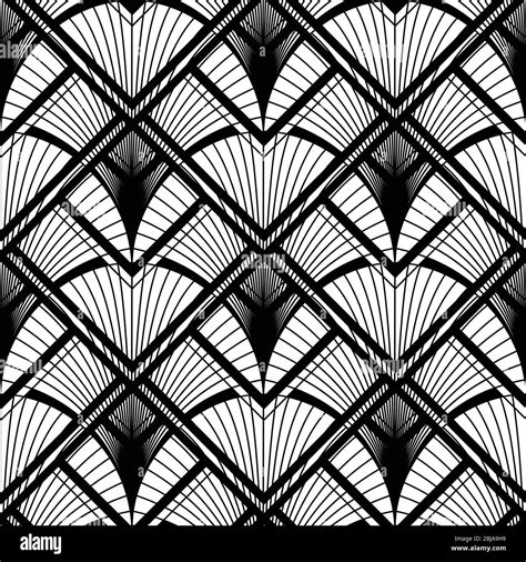 Art Deco Pattern Vector Black White Background Luxury Seamless