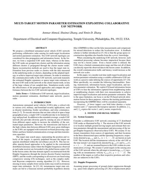 Pdf Multi Target Motion Parameter Estimation Exploiting Collaborative Uav Network