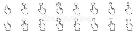 Touch Gesture Line Icon Set Digital Interaction Outline Symbol