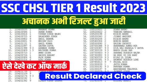 Ssc Chsl Tier 1 Result 2023 Bihar Study News