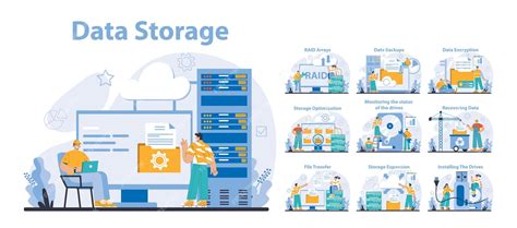 premium vector data storage set multiple aspects of data management