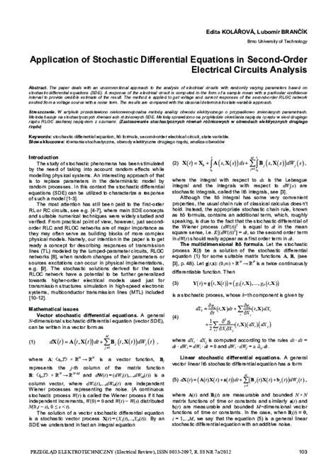 Pdf Application Of Stochastic Differential Equations In Second Order Electrical Circuits Analysis