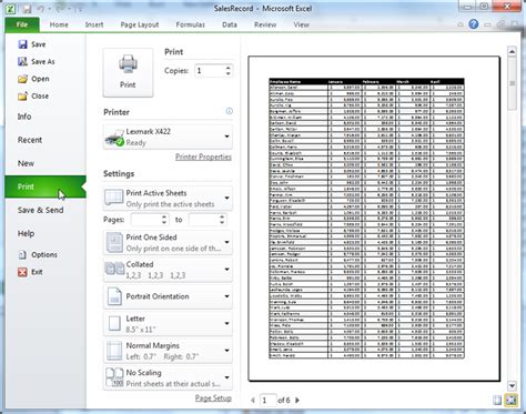 Excel 2010 Printing
