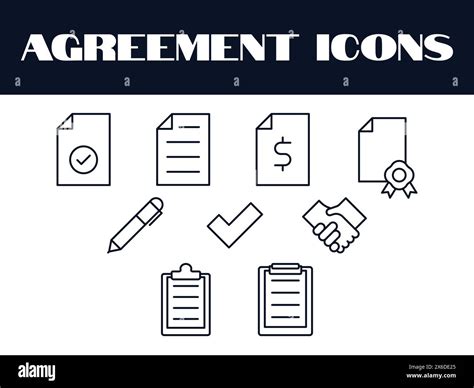 Agreement Icons Set Vector Contract Icons Vector Clipboard Checklist Report Survey Or