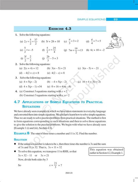 Ncert Book For Class 7 Maths Chapter 4 Simple Equations Indcareer Schools
