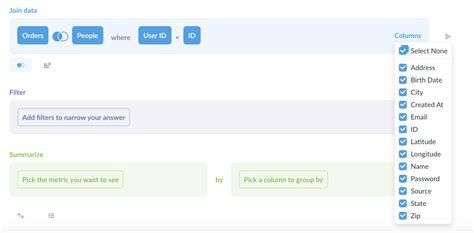 Improve Ux Of Selecting Included Columns In Joinsdata Steps · Issue 10460 · Metabasemetabase