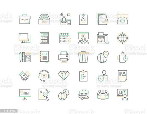 비즈니스 에센셜 관련 벡터 얇은 라인 아이콘 윤곽선 기호 모음 Brand Name Smart Phone에 대한 스톡 벡터 아트 및 기타 이미지 Brand Name