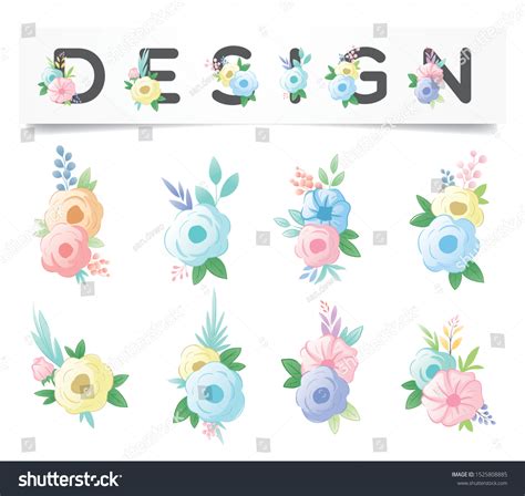 Cute Flower Illustrations Design Templates These Stock Vector Royalty