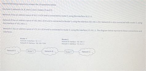 Solved Use The Following Scenario To Answer The 10 Questions