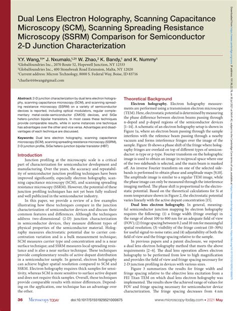 Pdf Dual Lens Electron Holography Scanning Capacitance Microscopy Scm Scanning Spreading