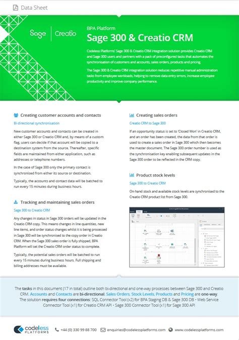 Creatio Crm Sage 300 Integration Solution Bpa Platform