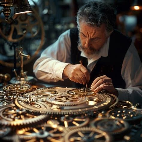 Free Clockmaker At Work Image Clockmaker Workshop Gears Download