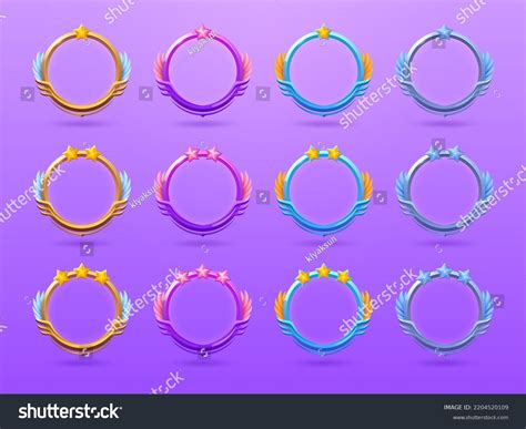 Round Ui Game Avatar Frames Fantasy Stock Vector Royalty Free