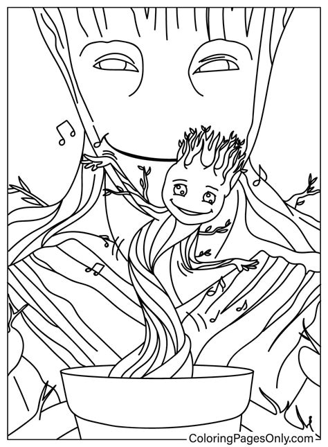 Groot Coloring Pages Free
