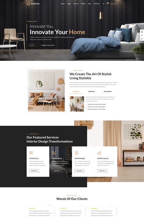 Inoterior Architecture And Interior Designer Wordpress Theme Rtl