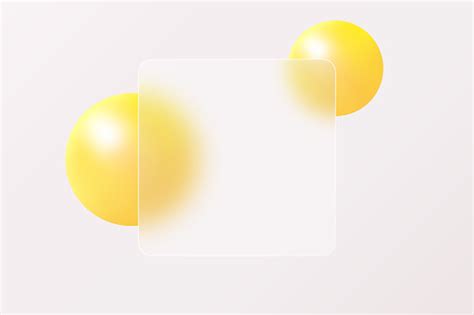 유리 형태 배너 템플릿입니다 흐림 효과와 노란색 구체가 있는 투명한 유리 사각형 0명에 대한 스톡 벡터 아트 및 기타 이미지 0명 3차원 형태 개념 Istock