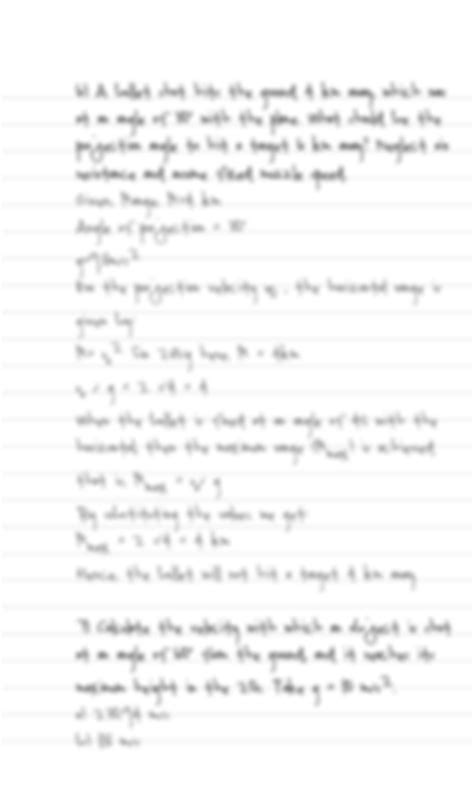 solution projectile motion important questions on projectile motion