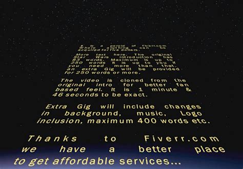 Create Star Wars Scrolling Opening Text In Hd By Photos Fiverr