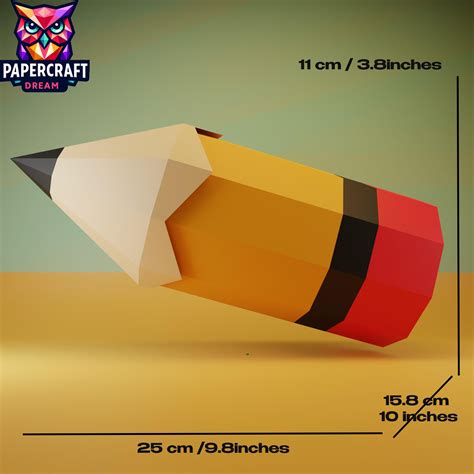 3d Papercraft Pencil Box Diy Low Poly Template Pdf Svg Dxf Etsy