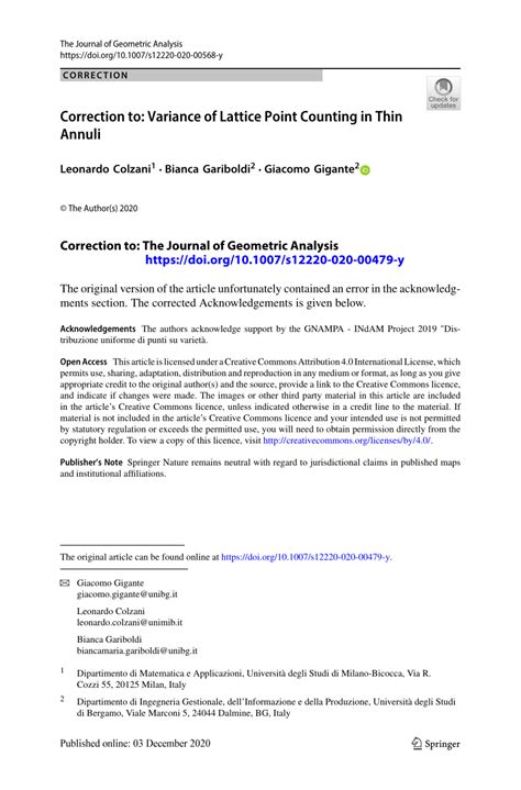 Pdf Correction To Variance Of Lattice Point Counting In Thin Annuli