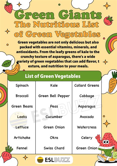 List Of Green Vegetables The Nutritions For English Learners Eslbuzz