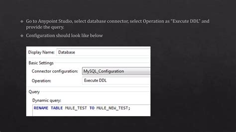 Database Connector In Mule Part 6 Rename Ddl Operation Ppsx