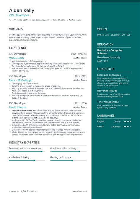 IOS Developer Resume Examples Guide For 2023 Layout Skills Keywords Job Description