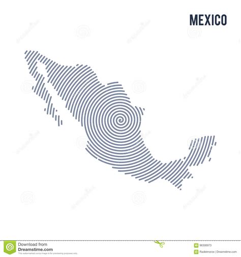 Vector Abstract Hatched Map Of Mexico With Spiral Lines Isolated On A White Background Stock