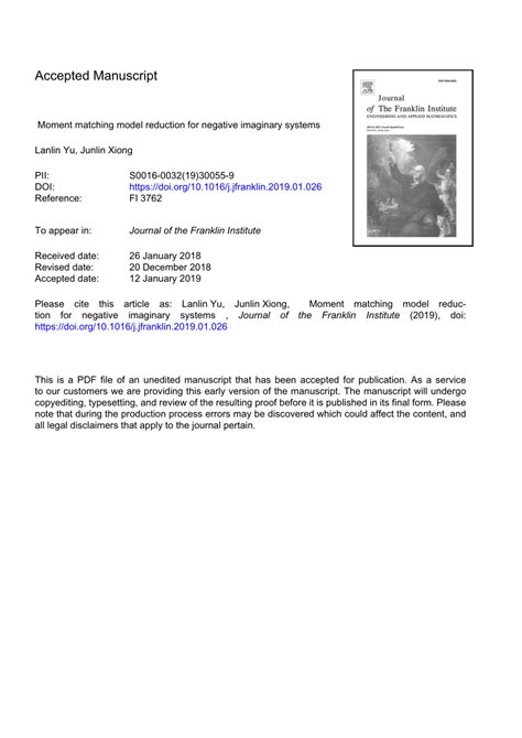 Pdf Moment Matching Model Reduction For Negative Imaginary Systems