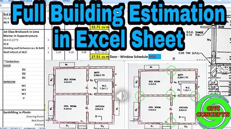 Full Building Estimation In Excel Sheet Estimation House Estimation Estimation And Co