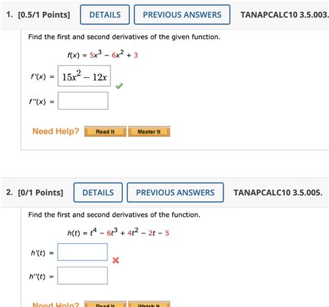 solved find the first and second derivatives of the given