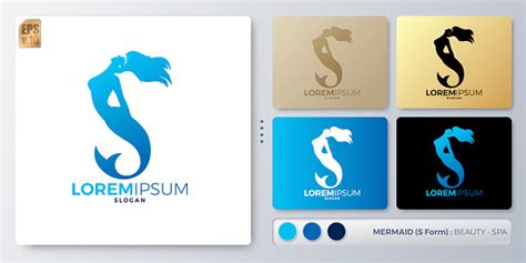 인어 벡터 일러스트 레이 션 최소 로고 디자인 브랜딩을 삽입하기 위한 빈 이름입니다 모든 종류의 응용 프로그램에 대한 예제로