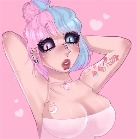 Rule 34 Armpit Big Breasts Blue Hair Cat Eyes Choker Cleavage Cleavage Overflow Hair Bun Huge