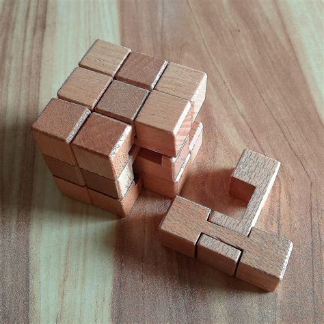 Wooden Puzzle 3d Interlocking Cube Puzzle Brain Teaser Intellectual