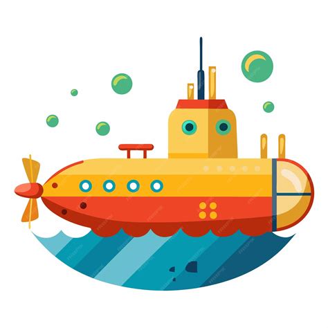 Иллюстрация в стиле мультфильма подводной лодки Премиум Ai сгенерированный вектор