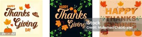 타이포그래피 편지 해피 추수 감사절 해피 추수 감사절 타이포그래피 장식 글자 해피 추수 감사절 세트 평면 벡터 현대 일러스트 레이 션 가을에 대한 스톡 벡터 아트 및 기타