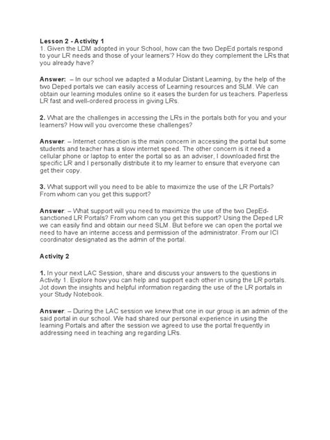 Module 3b Lesson 2 And 3 Answer Key Pdf Learning Pedagogy