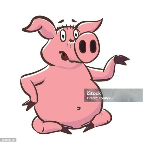 귀여운 돼지 작은 주전자를 보여줍니다 핑크 돼지 만화 문자 벡터 재고 일러스트 레이 션 가축에 대한 스톡 벡터 아트 및 기타 이미지 가축 개념 건강에 좋지 않은 음식