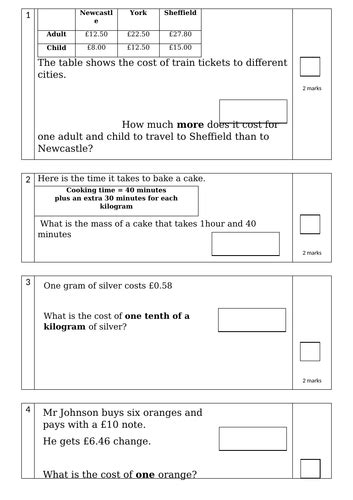 Y6 Sats Revision Questions Teaching Resources