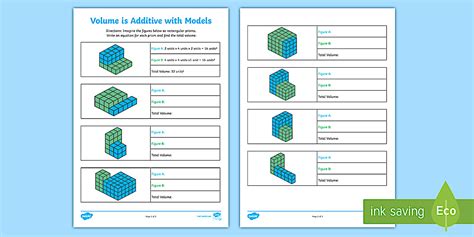 Volume Is Additive With Models Worksheet For 3rd 5th Grade