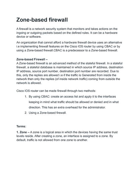 SOLUTION Zone Based Firewall Notes Studypool