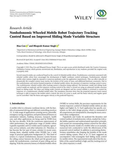 Pdf Nonholonomic Wheeled Mobile Robot Trajectory Tracking Control