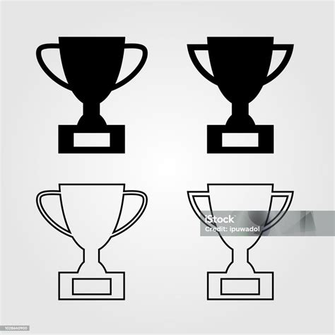 트로피 라인 아이콘 플랫 스타일 배경에 고립입니다 웹 사이트 및 응용 프로그램 디자인을 위한 트로피 아이콘 기호 기호입니다 검은색에 대한 스톡 벡터 아트 및 기타 이미지