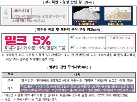 “미백 기능성화장품 Sns 과장 광고 ‘주의”