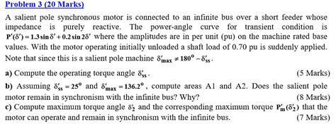 Solved A Salient Pole Synchronous Motor Is Connected To An